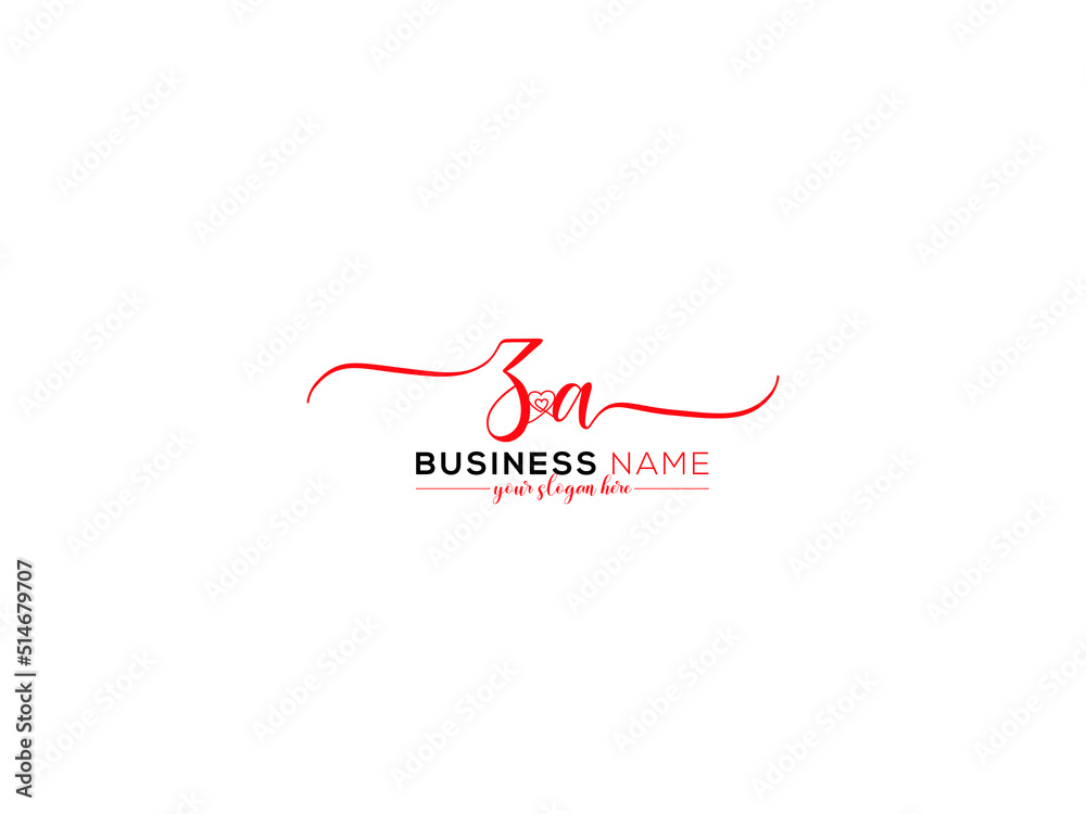 Alphabet ZA Signature Letter Logo, Signature Za az Logo Icon Design ...