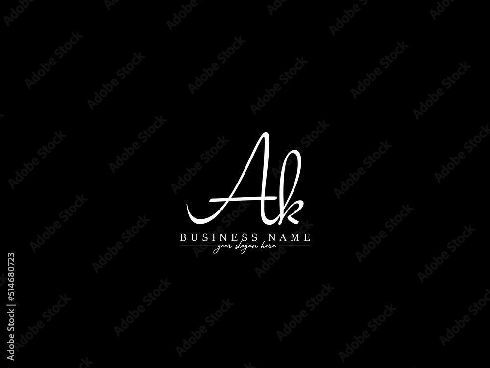 Alphabet AK Signature Logo, Creative Ak ka Logo Letter Vector With ...