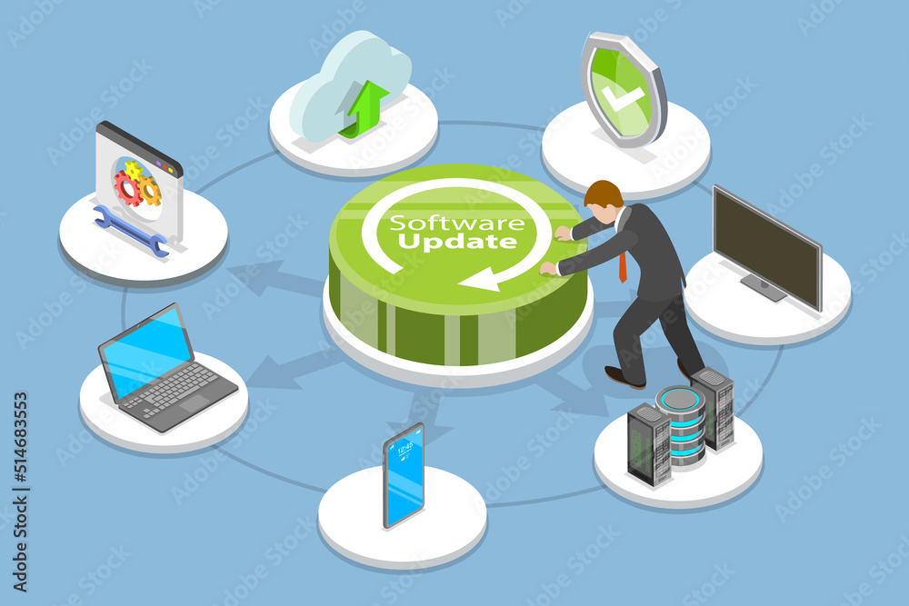 3D Isometric Flat Vector Conceptual Illustration of Software Update ...