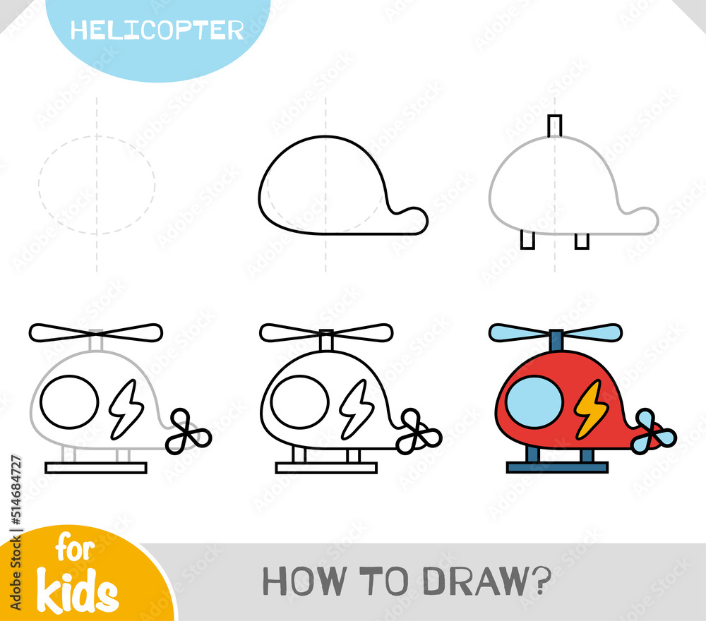 How to draw Helicopter for children. Step by step drawing tutorial ...