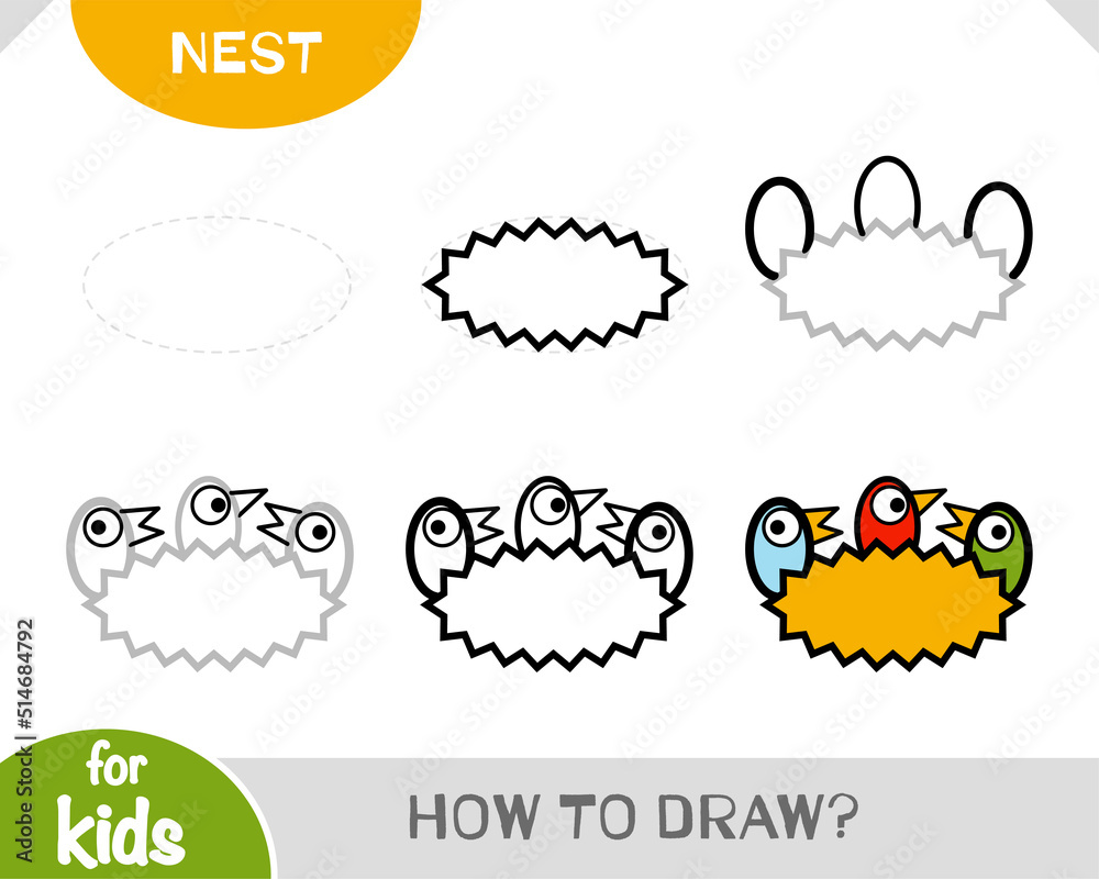 How to draw Nest for children. Step by step drawing tutorial Stock ...