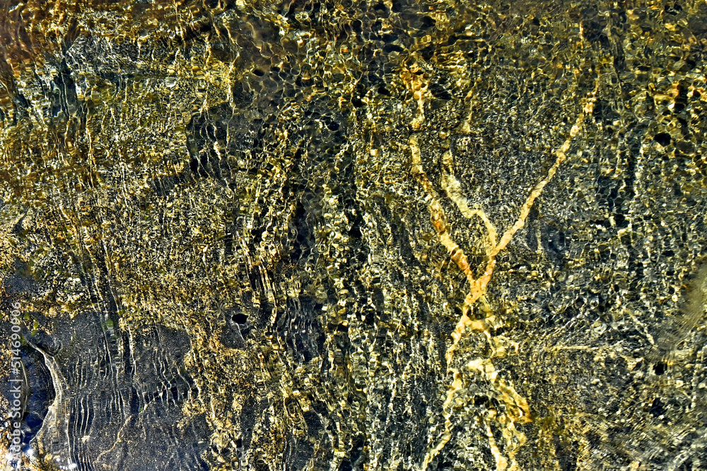 Water and rock abstract. Stream flowing over metamorphic rocks Stock ...