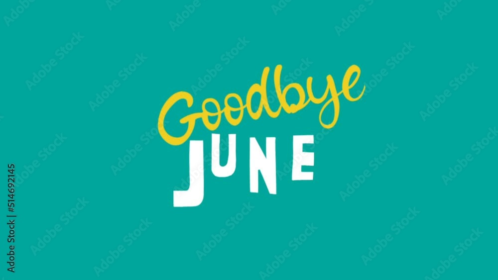 Vidéo Stock Good bye June 2023 written pop up text isolated on blue ...