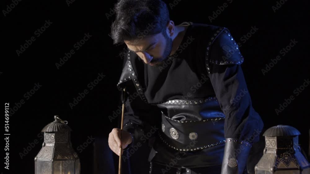 The commander making a plan on the map with the arrow in his hand. War ...