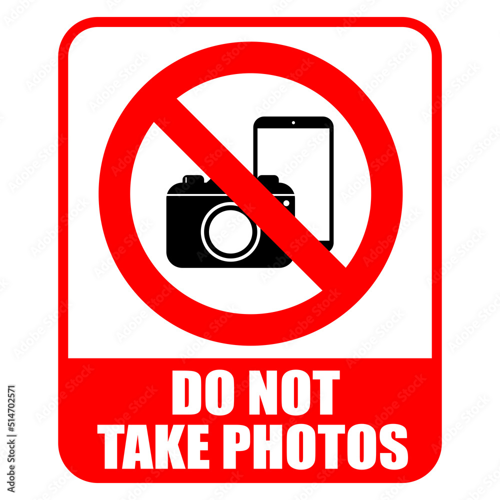 do not take photos sign with warning text and background Stock Vector | Adobe Stock