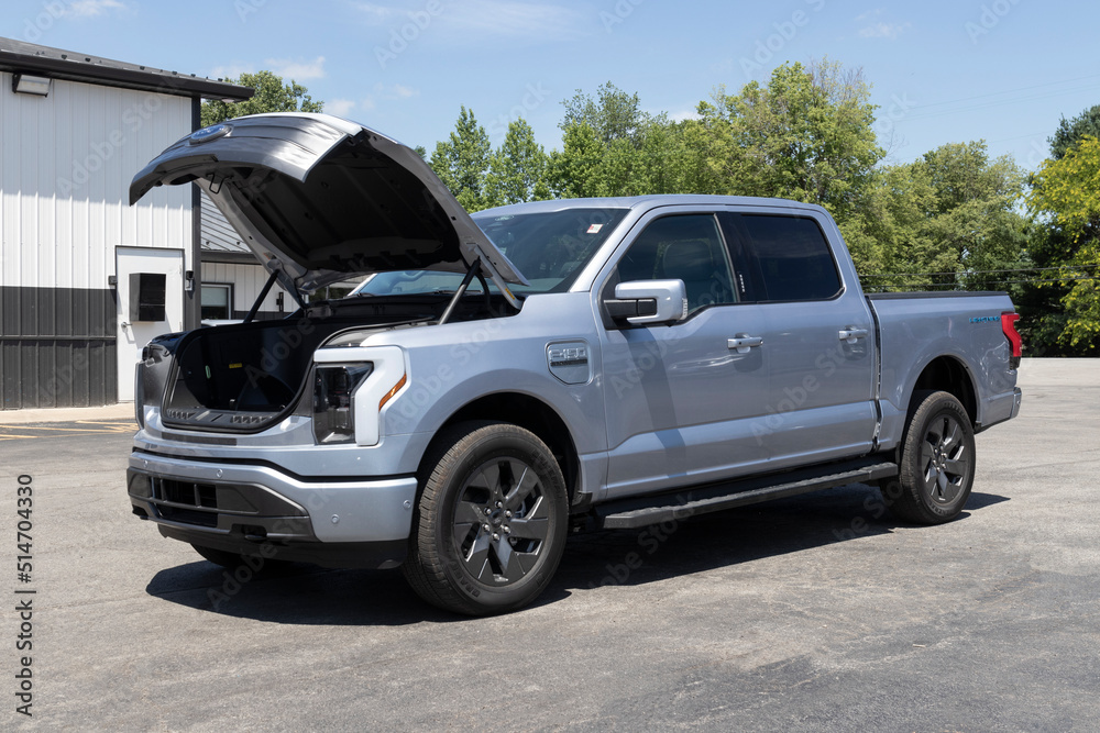 Ford F-150 Lightning Frunk display. Ford offers the F150 Lightning all ...