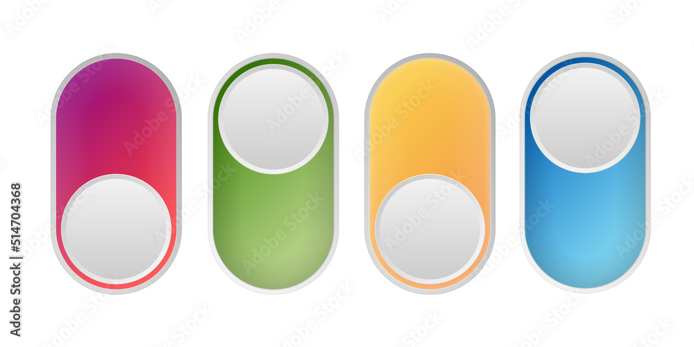 On and Off toggle switch buttons. Material design switch buttons set ...