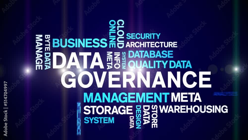 4k Data Governance Animated Tag Word Cloud;Text Design big data ...