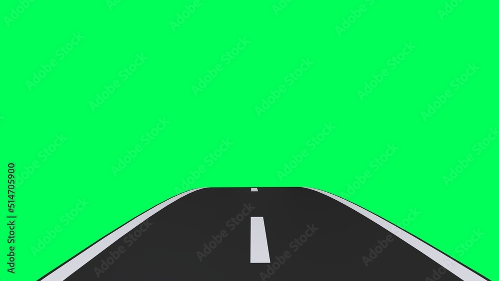 3d illustration on Green screen background of travel and vacation road ...