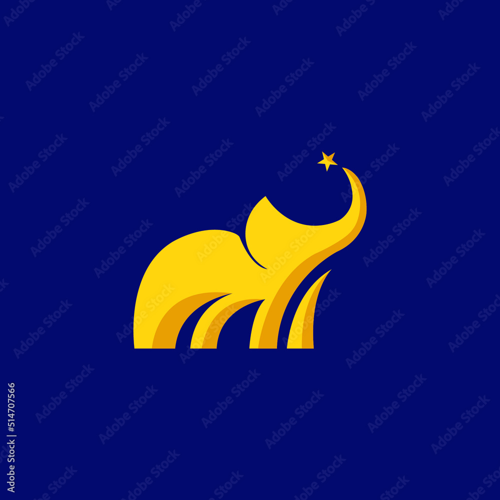 Simple and minimalist yellow elephant logo, mammal vector Introducing ...