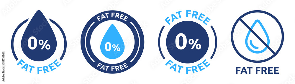 Fat free icon vector badge set for dietary product symbol illustration ...