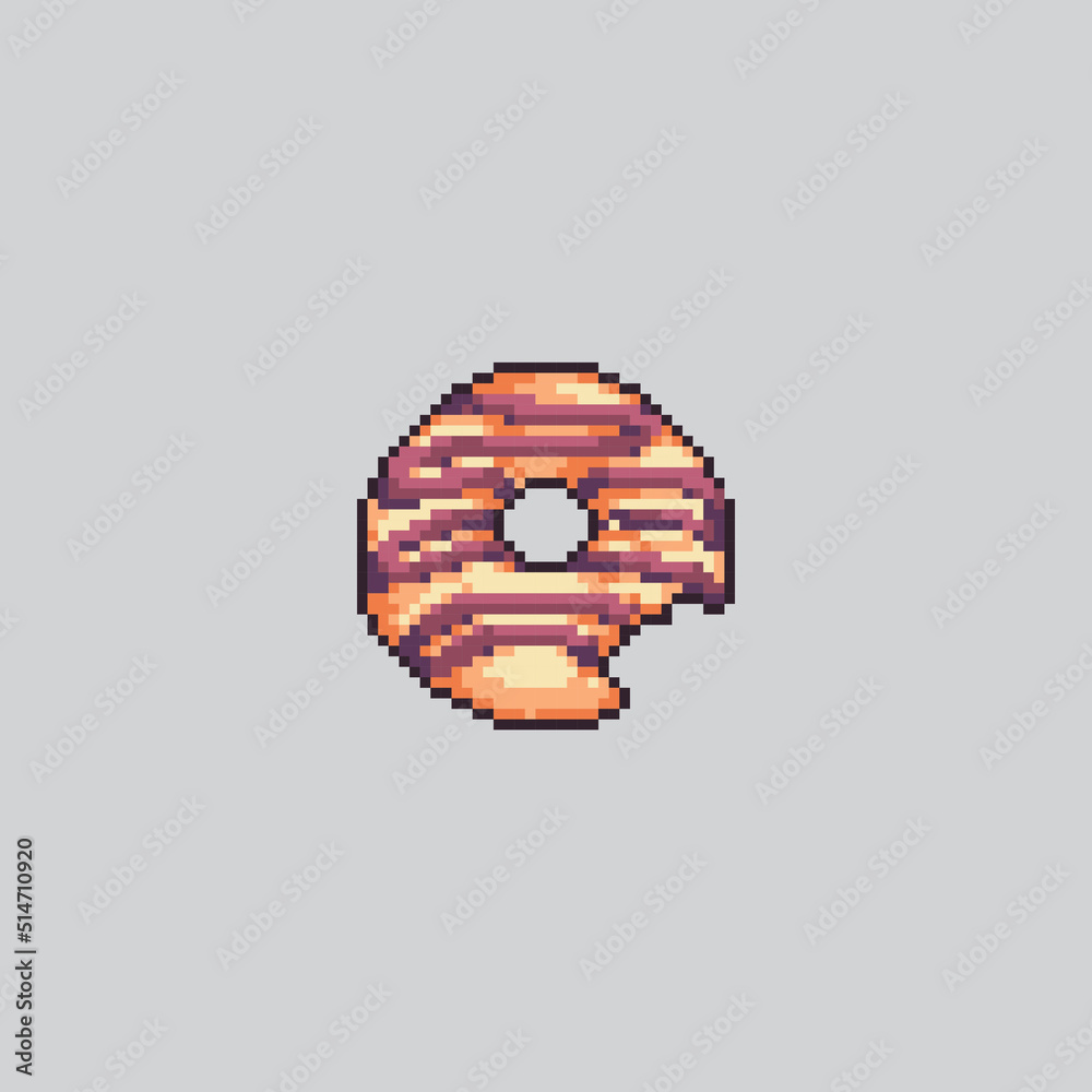 Fully editable pixel art vector illustration donut dessert for game ...