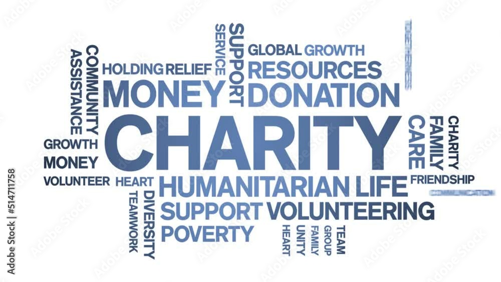 Charity animated tag word cloud;text design animation kinetic ...