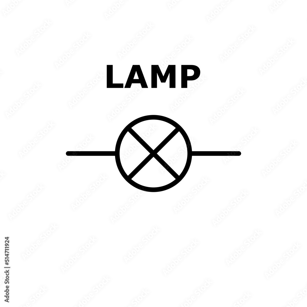 Lamp symbol vector electrical scheme isolated on white background Stock ...