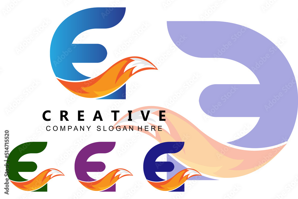 letter E logo vector with gradient color, icon concept Stock Vector ...