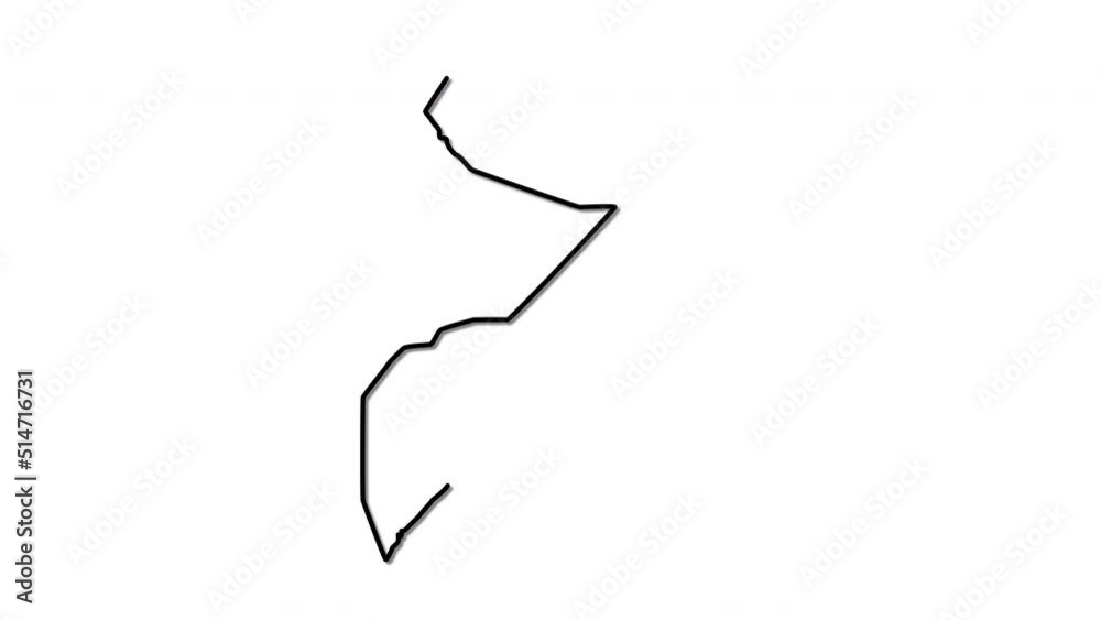 Somalia map, country territory outline self drawing animation. Line art ...