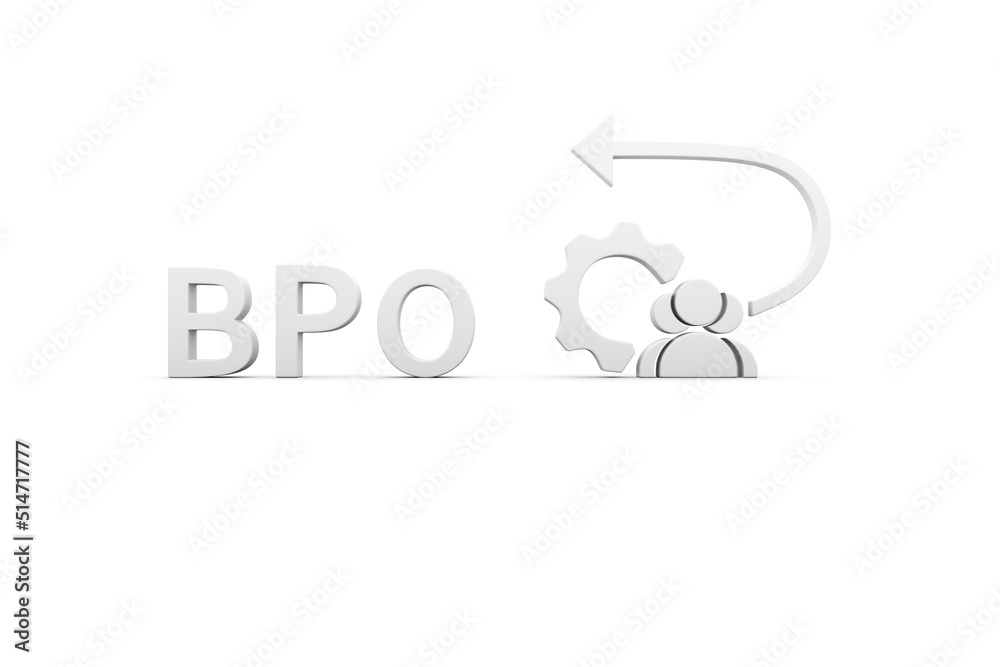 BPO concept white background 3d render illustration Stock Illustration ...