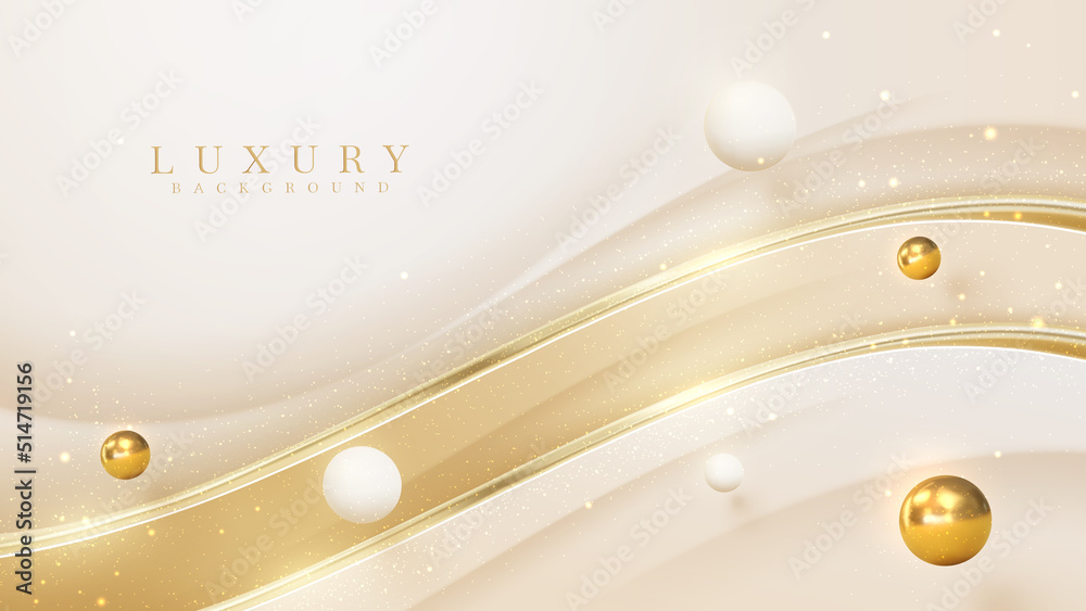 Luxury abstract gold background with ball decoration and shiny elements ...
