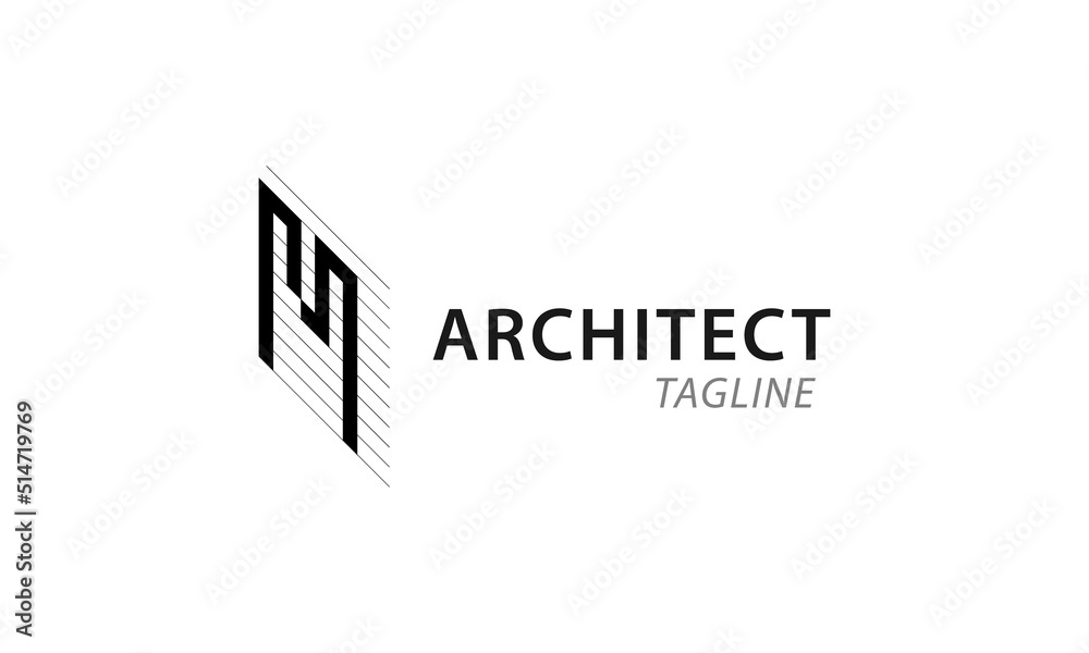 Architect, planning and structure logo design template. Monogram letter ...