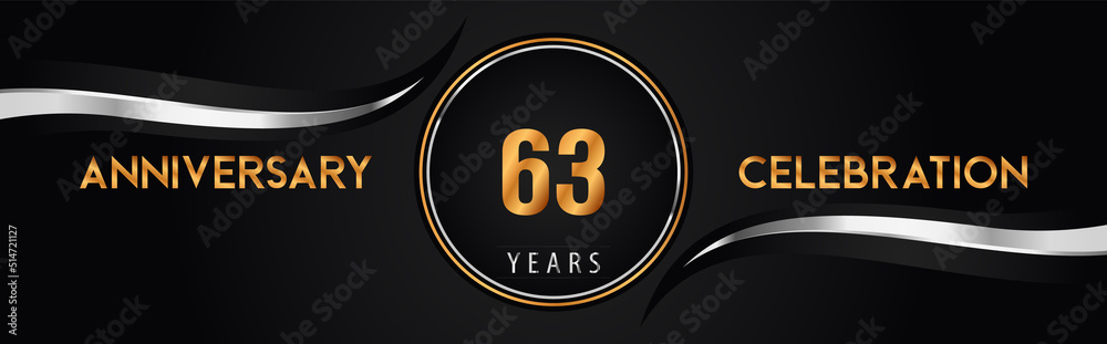 63th golden and silver anniversary logo vector. Premium design for ...
