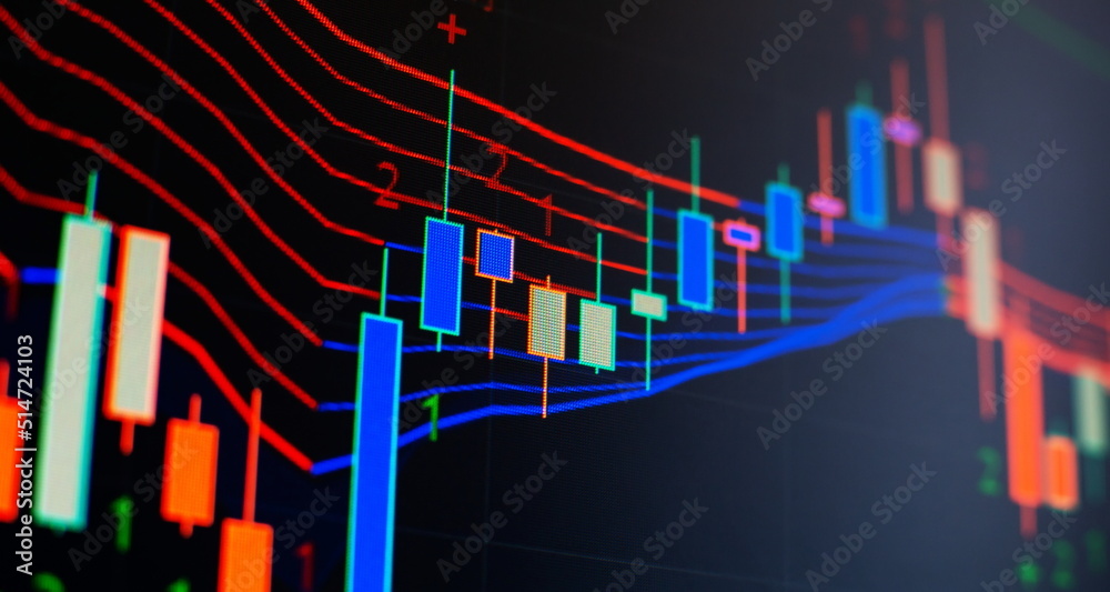 Chart on LED display concept. A large display of daily stock market ...