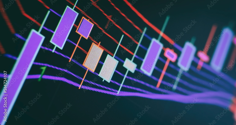 Chart on LED display concept. A large display of daily stock market ...