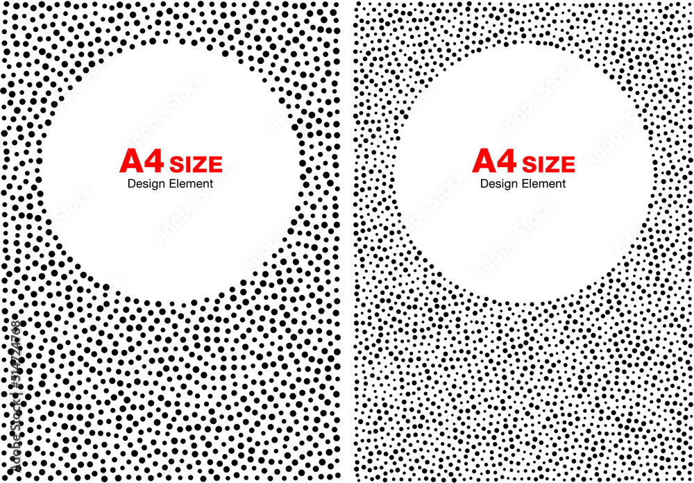 Halftone circle dots frames set. Circle backgrounds. A4 size, a4 format ...
