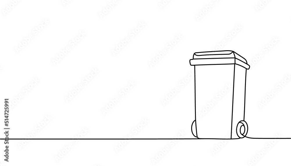 Trash can one line continuous drawing. Recycle bin, Waste container ...
