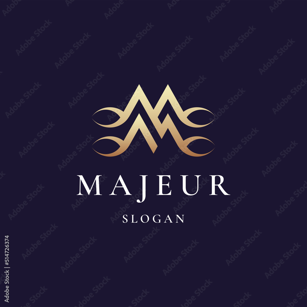 Elegant line curve vector logotype. Premium letter M logo design ...
