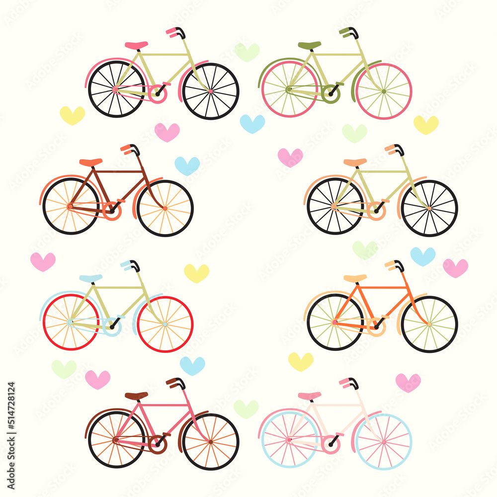 vector illustration of colorful bike in cute cartoon style Stock Vector ...