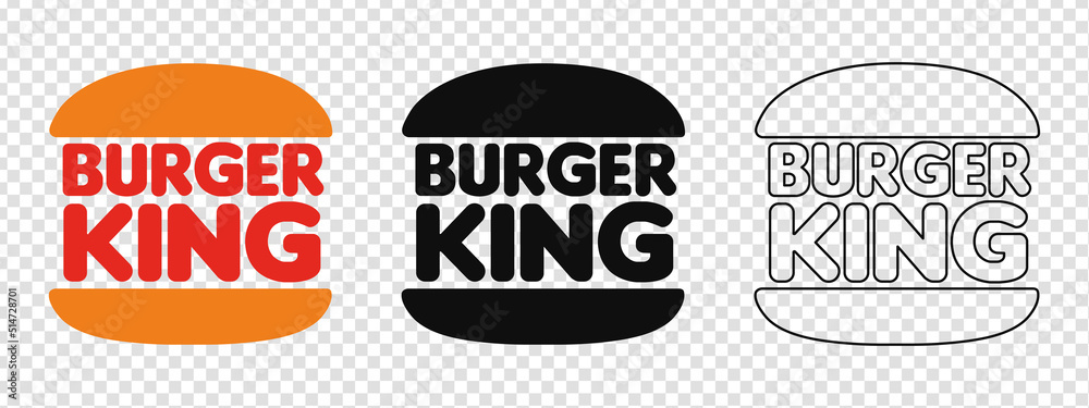 Burger King logos. A chain of fast food restaurants. Sale of hamburgers ...