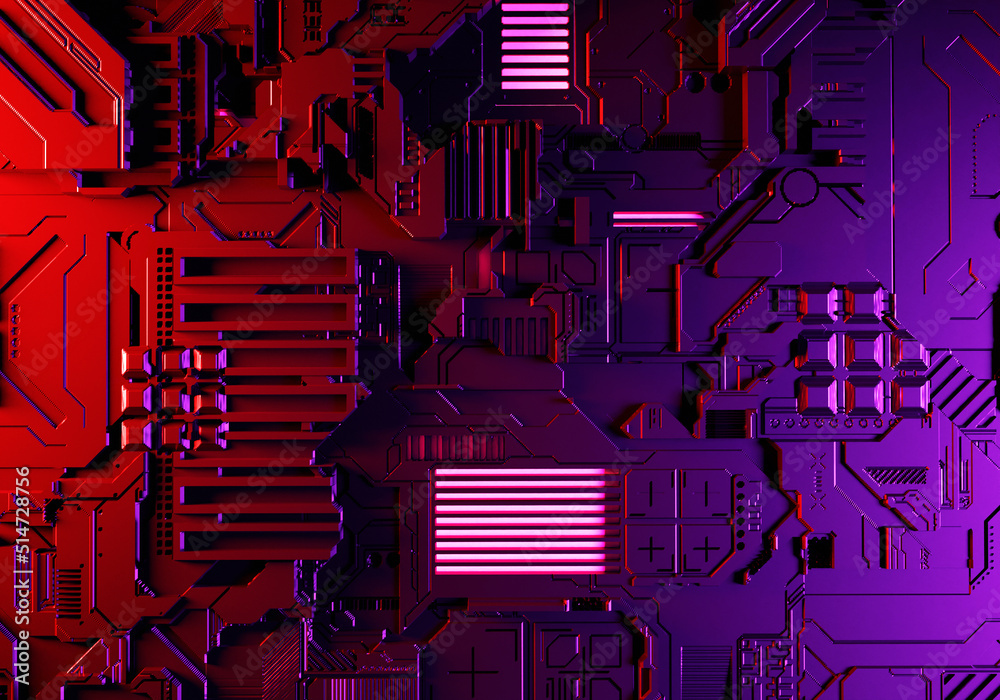 Cyber background. Scenery for armor robot. Electronic circuit board in ...