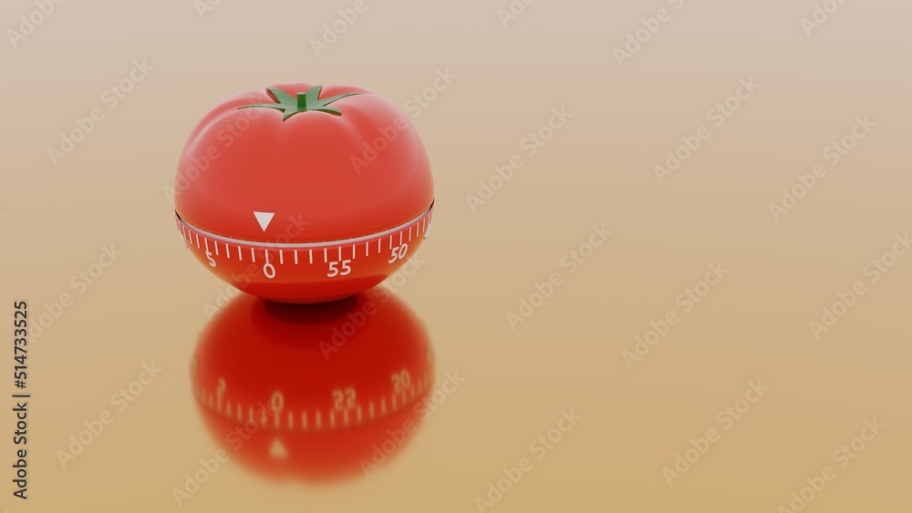 Pomodoro technique symbol on orange background with copy space. Time ...