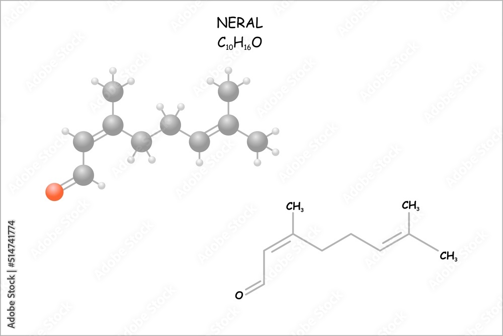 Stylized Molecule Model Structural Formula Of Neral Stock Vector Adobe Stock