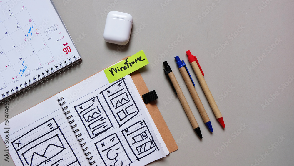 website wireframe sketch, UX mobile application wireframe. Sketch ...