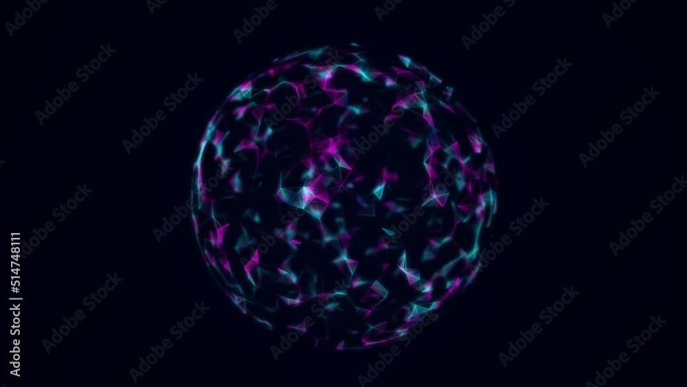 Sci-fi blue sphere with particles. Concept network connection. Frame ...