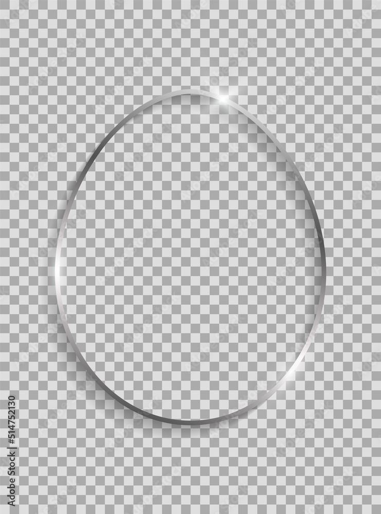 Silver egg shape frame with shadows and highlights isolated on a ...