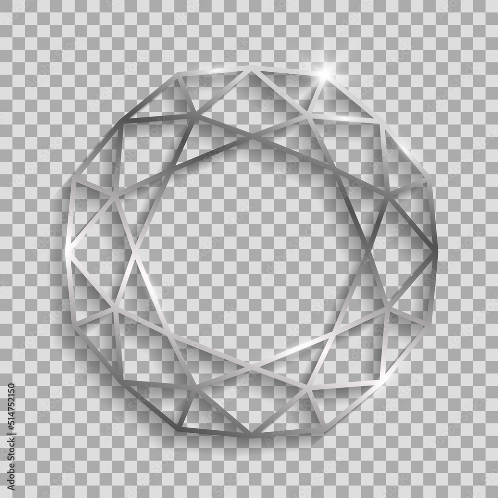 Silver diamond shape frame with shadows and highlights isolated on a ...