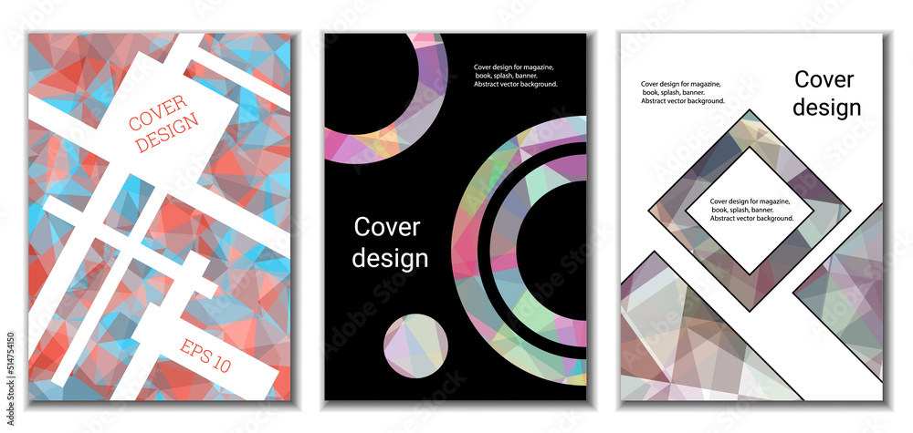 Cover design. Set of 3 covers. Imitation of crumpled paper. Unusual ...