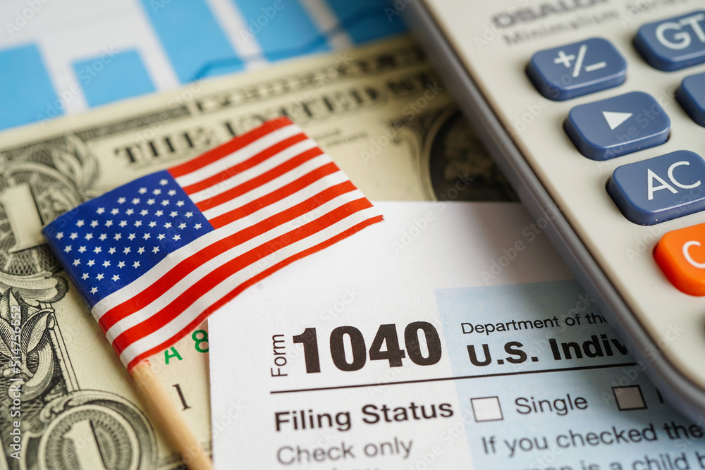 Tax form 1040 U.S. Individual Income Tax Return, business finance ...