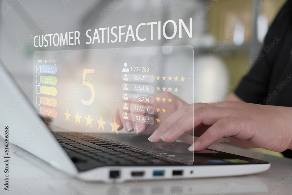 Customer review satisfaction feedback survey concept, User give rating to service experience on ...