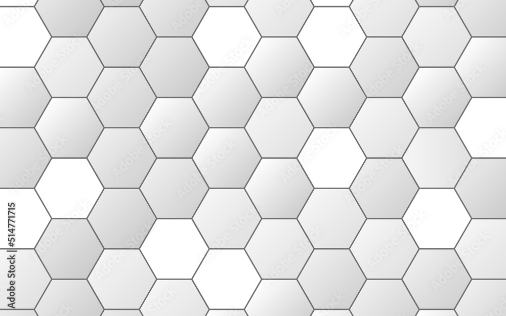 Hexagon texture. Grey honeycomb mosaic. Realistic mesh cells. Abstract ...