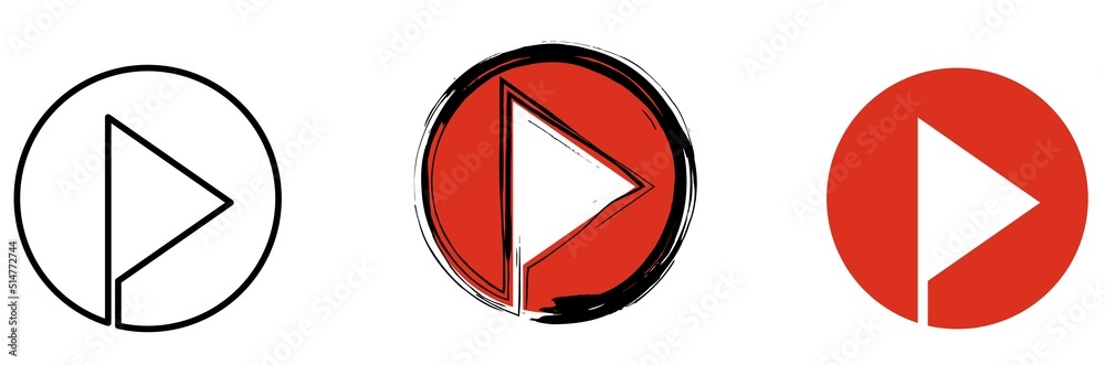 Play button. Icon for graphic design projects. Set of vector images ...