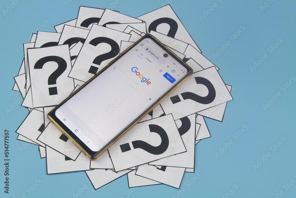 HO CHI MINH CITY, VIETNAM - JULY 2, 2022: Smartphone with google search ...