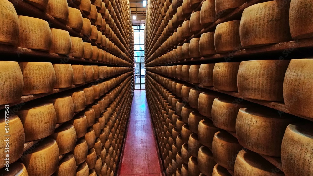Thousands of forms of Parmigiano Reggiano in the largest Parmesan ...