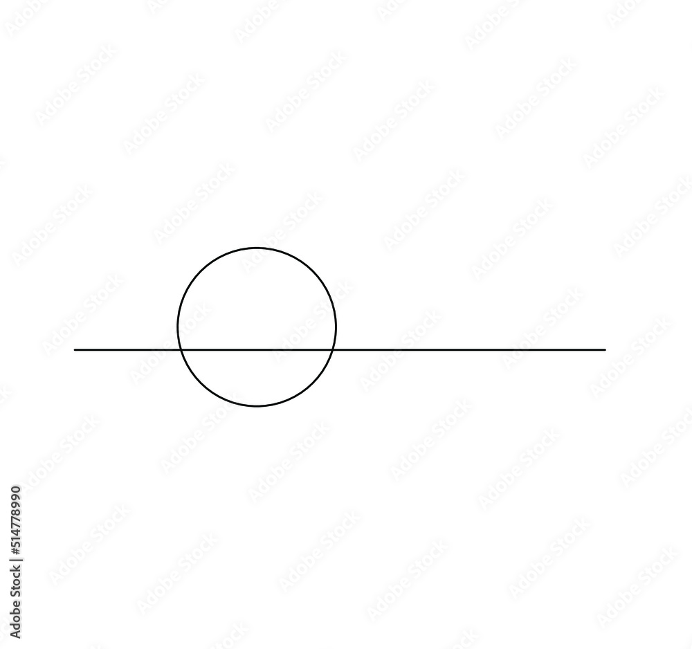 Vector isolated simple minimal sun circle and horisont colorless black ...
