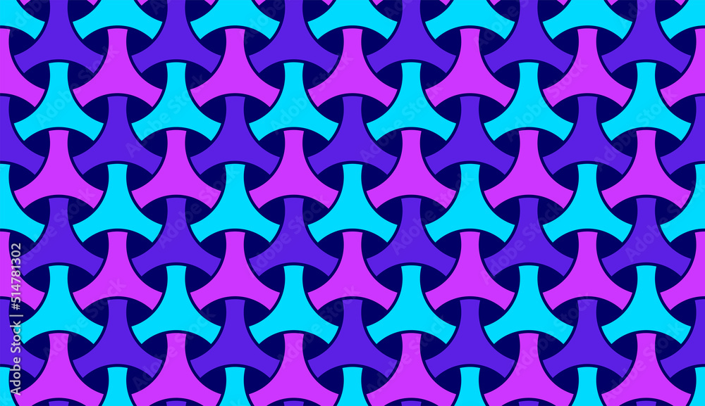 Seamless vector geometric 3D pattern. Optical illusions. Electric color ...