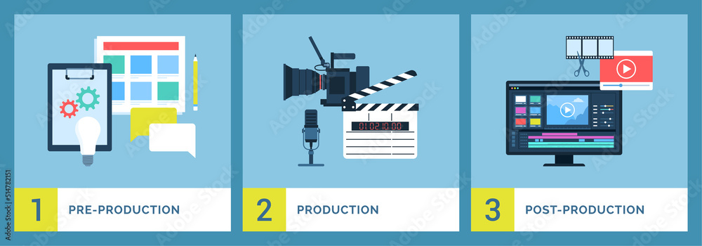 Video making creative process steps Stock Vector | Adobe Stock