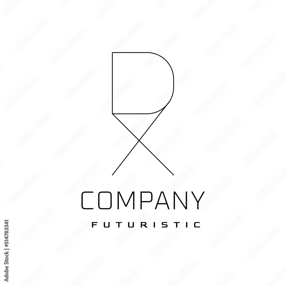 simple tech letter dx monogram logo design template Stock Vector ...