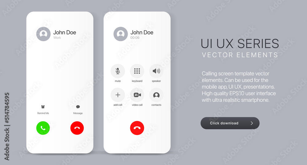 Voice call screen. Mockup incoming call, voicemail screen, smartphone ... Voice call screen. Mockup incoming call, voicemail screen, smartphone ...